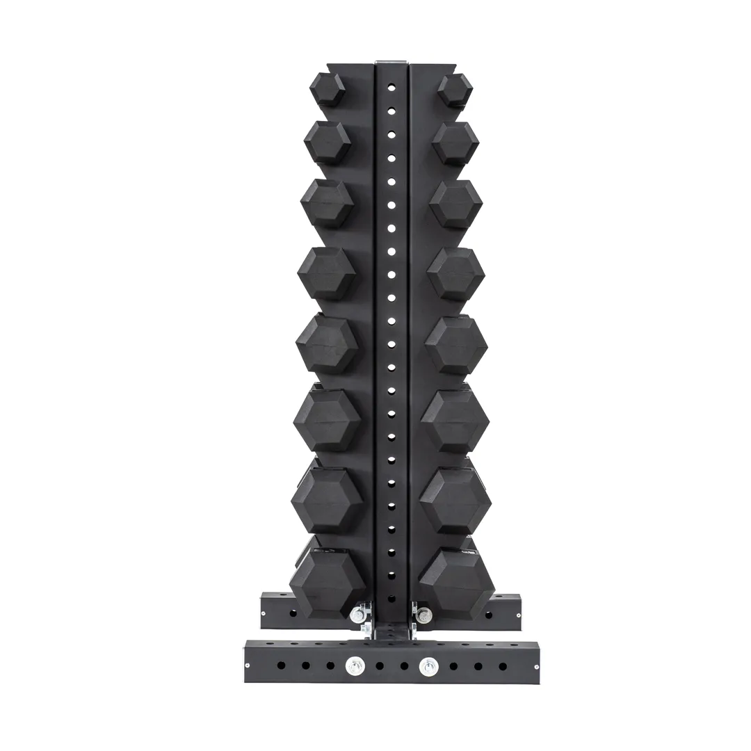 5-40 LB Rubber Hex Dumbbell Set with Vertical Storage Rack (8 Pairs ...